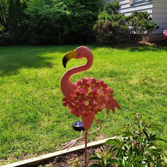 Holiday | New Garden Solar Lights Flamingo Pathway Outdoor Stake Metal ...